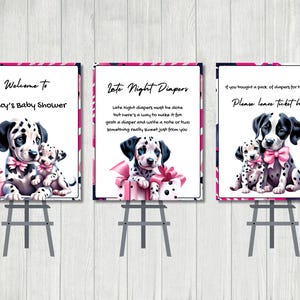 Puppy Baby Shower Invitation Bundle, Dalmatian Invite Hot Pink Party ...