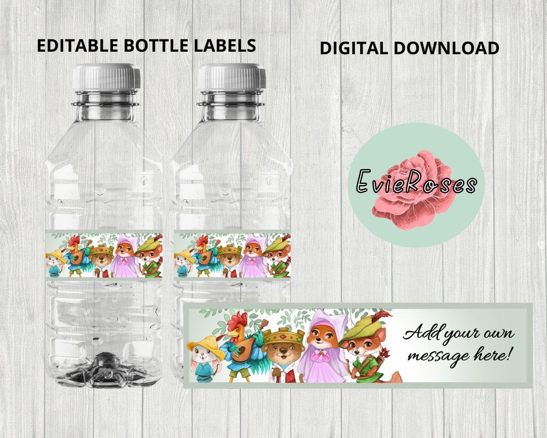 Robin Hood Bottle Labels: Woodland Birthday Party Decor (digital ...