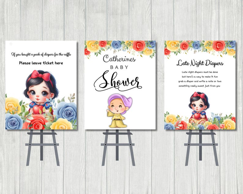 Snow White Welcome Sign Bundle, Printable Princess Party Poster Pack ...