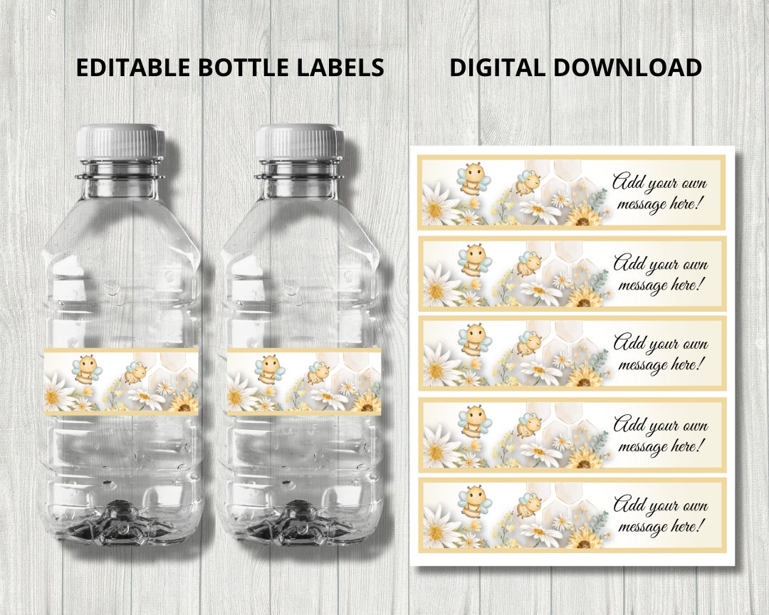 Sunflower and Bee Bottle Labels, Little Honey Party Decor, Sunflower ...