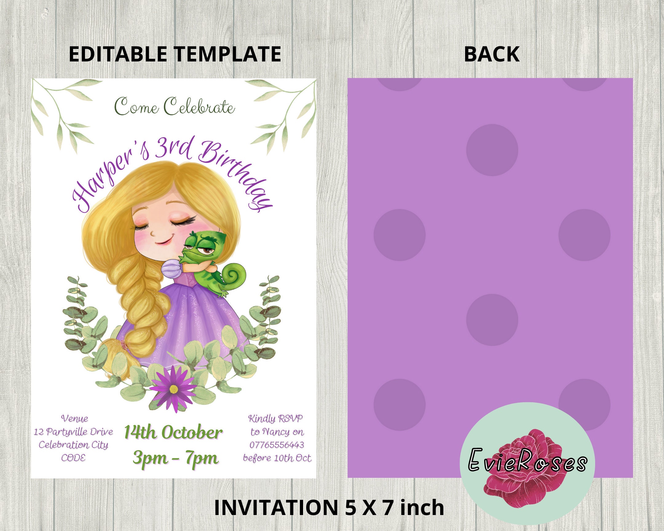 Baby Rapunzel Birthday Invite, Cute Tangled Text Evite, Girls Princess ...