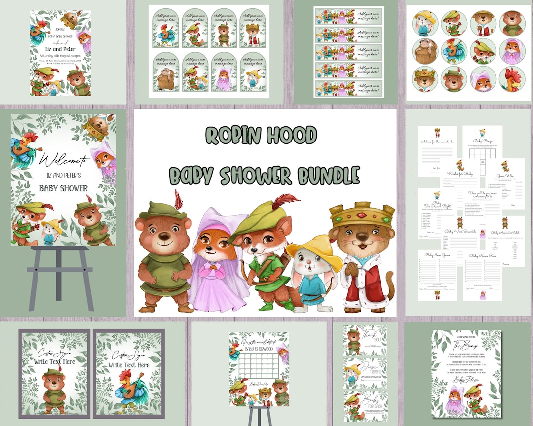 Robin Hood Baby Shower Bundle: Editable Invite, Signs (digital Design ...
