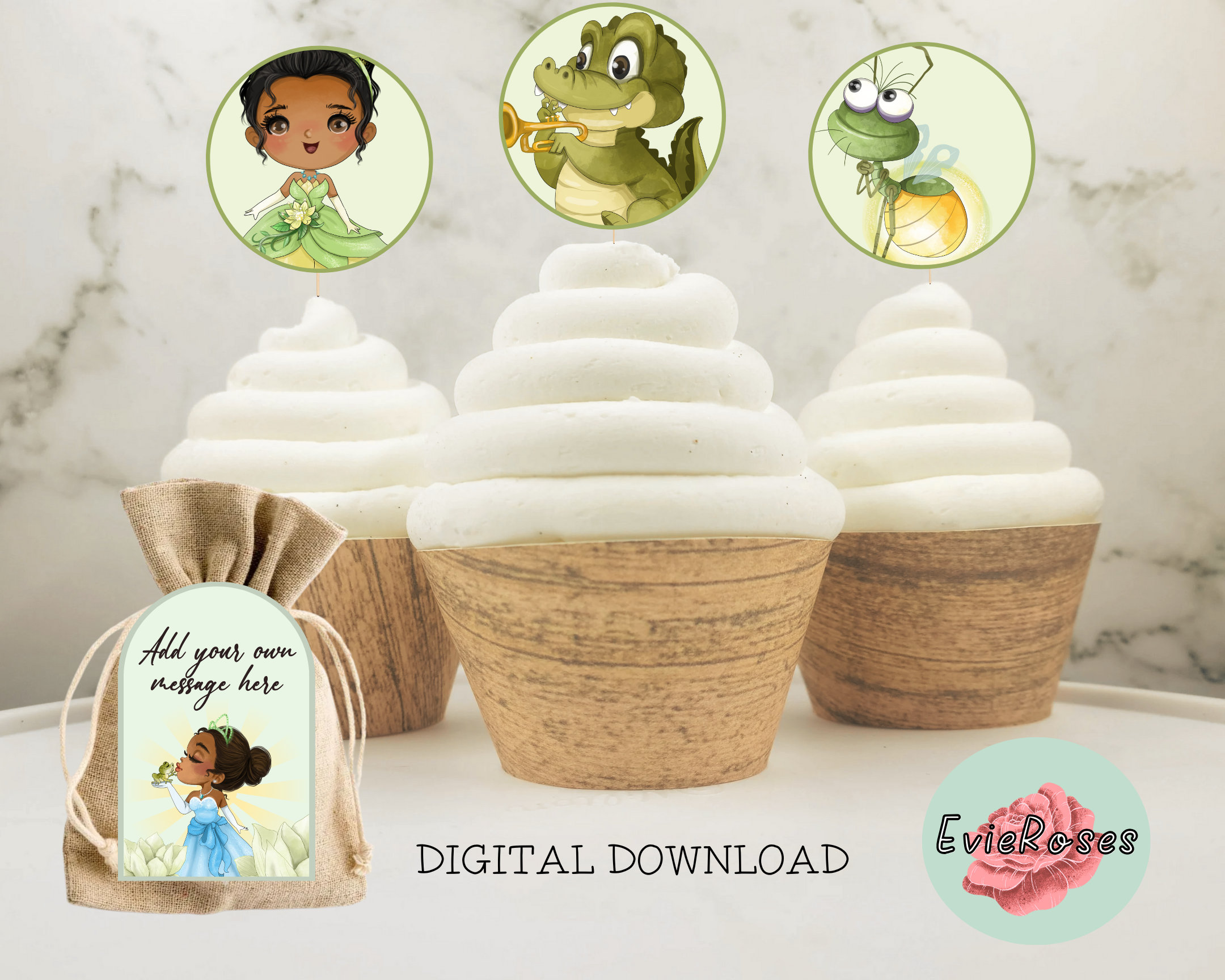 Frog Princess Shower Bundle, Gift Tags, Cupcake Toppers, Large Cake ...