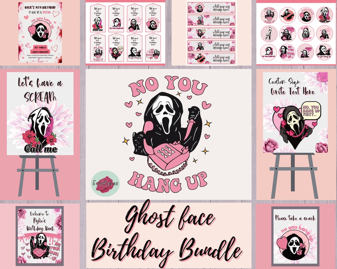 Scream Birthday Bundle Editable Ghost Face Welcome Signs - Etsy