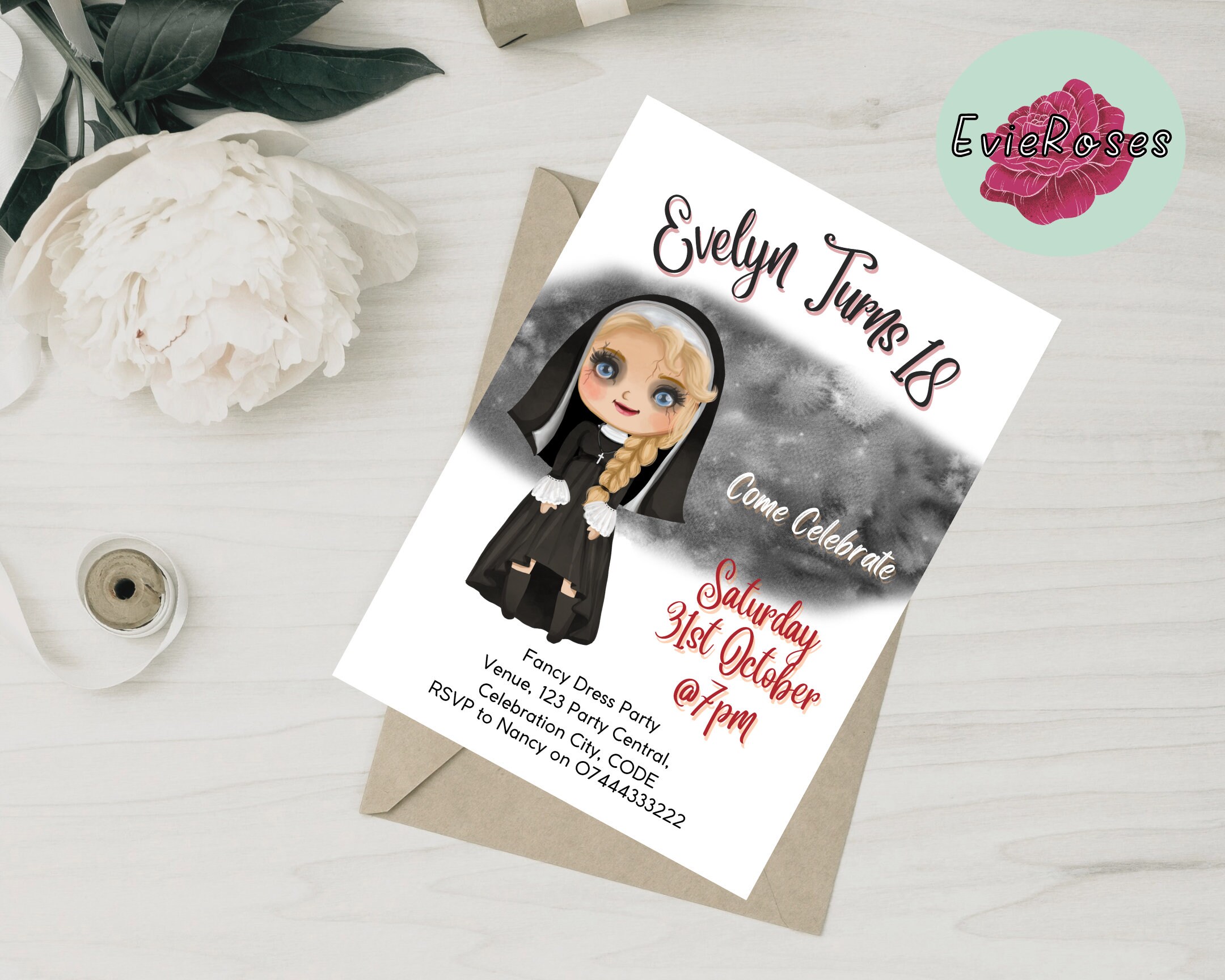 Funny Fancy Dress Party Invitation Scary Nun Adult Invite - Etsy
