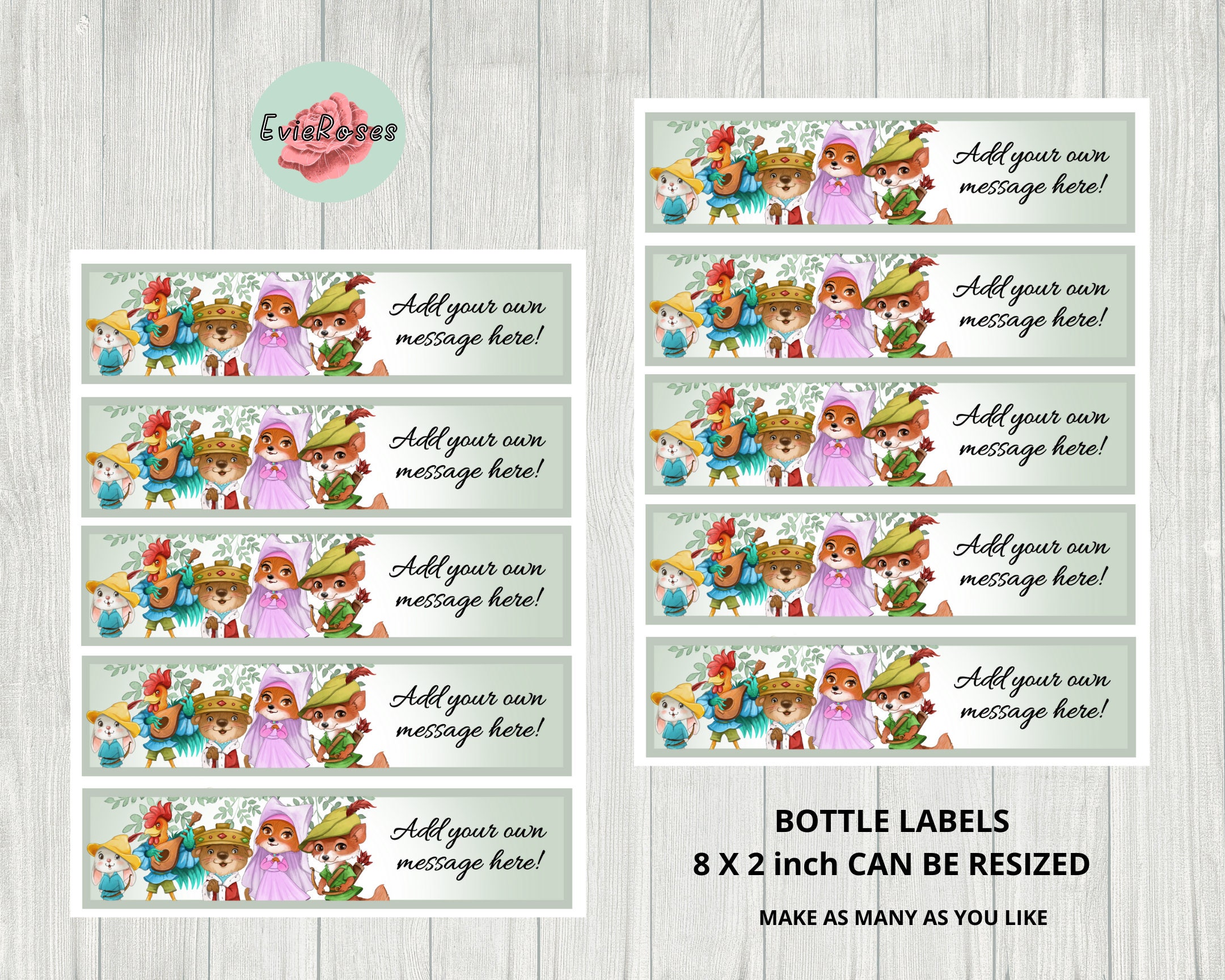 Robin Hood Bottle Labels: Woodland Birthday Party Decor (digital ...