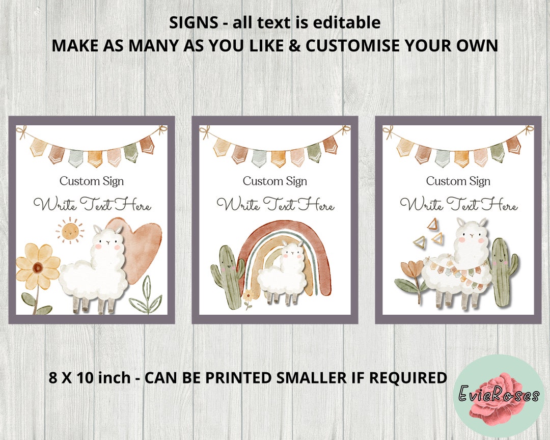 Llama Welcome Sign: Boho Rainbow Party Decor (digital Design) - Etsy