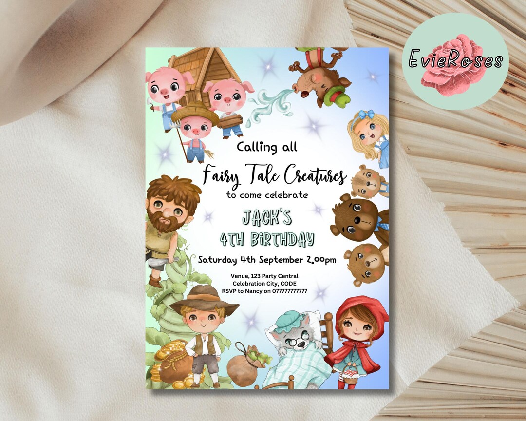 Early Learning Party Invite: Kids Fable Printable RSVP (digital ...