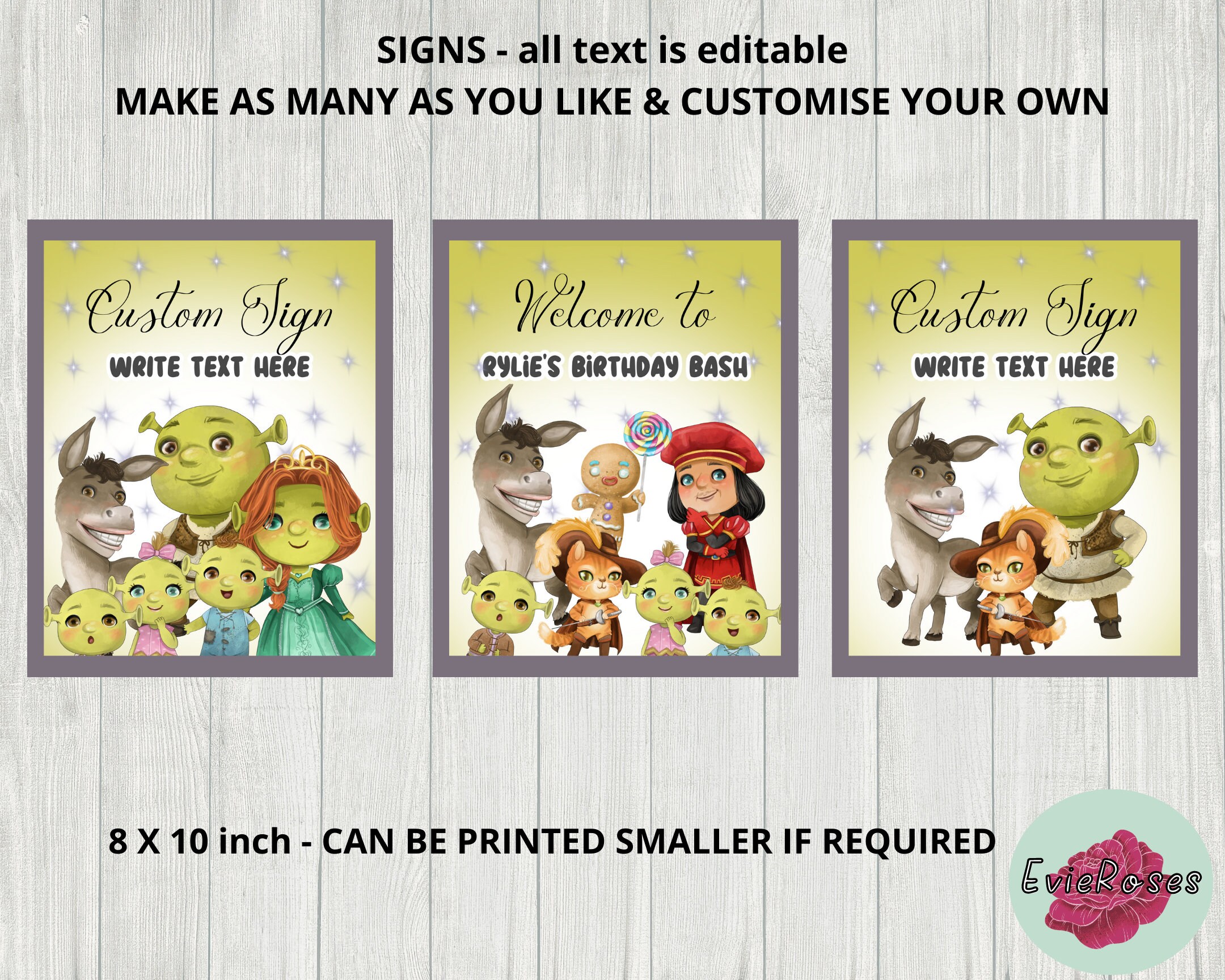 Shrek Birthday Bundle Printable Shrek Invite Welcome Signs - Etsy