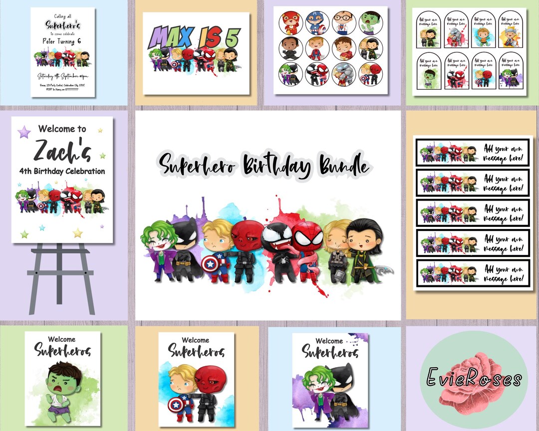Superhero and Villain Party Bundle, Kids Costume Party Invite, Hero ...