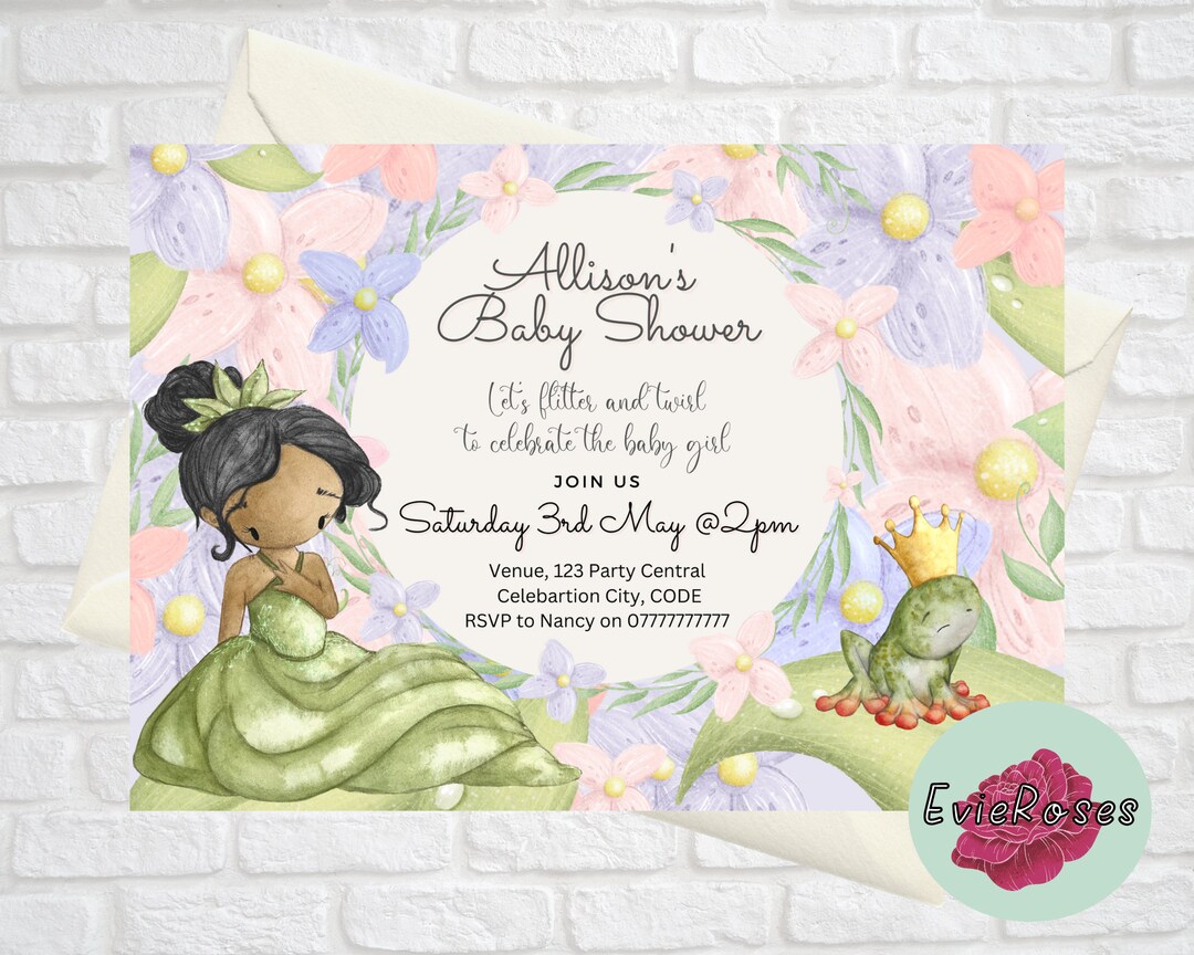 Frog Princess Baby Shower Invitation: Pink Floral Garden (digital) - Etsy