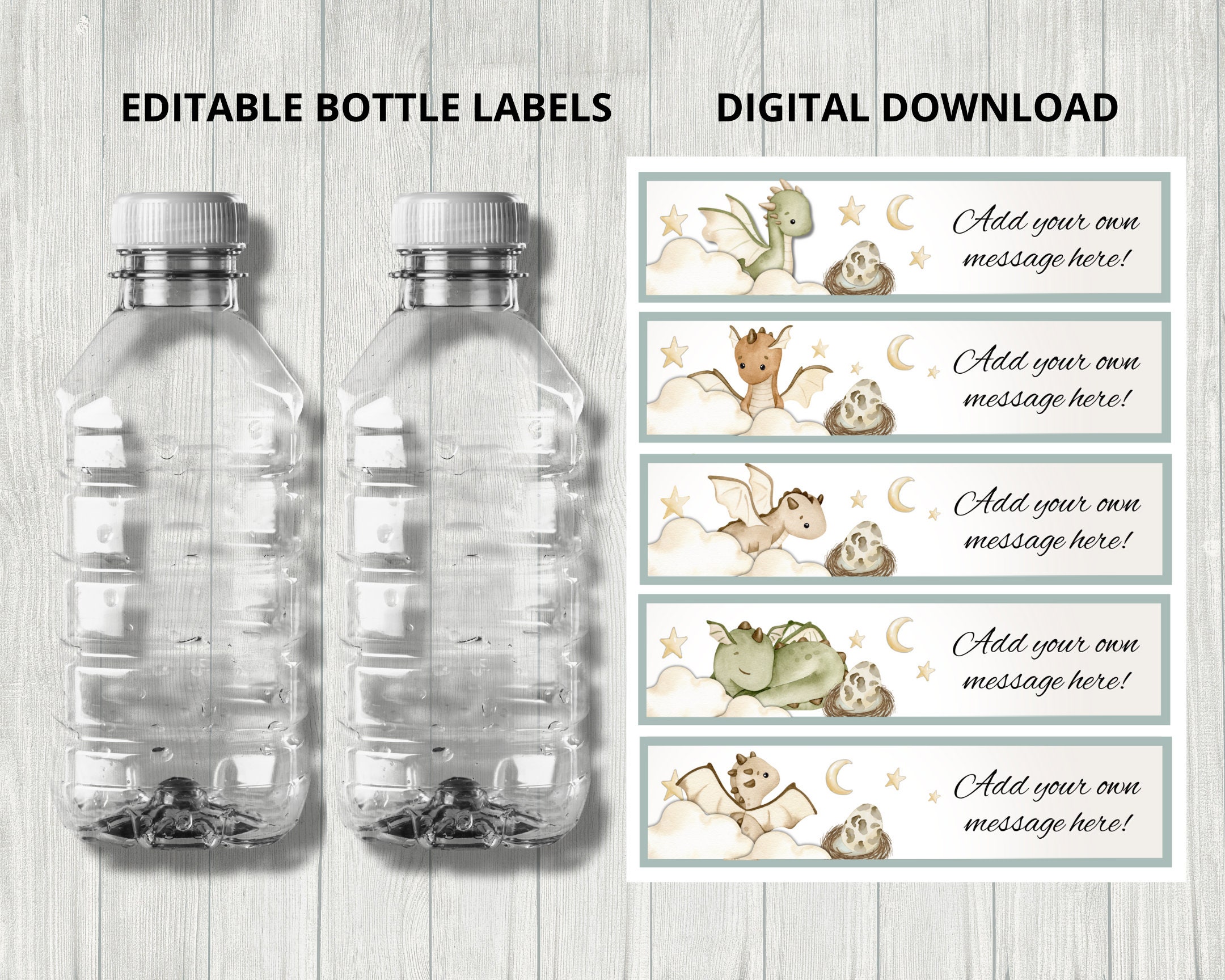 Dragon Bottle Labels, Green Dragon Egg Invite, Mythical Kingdom, Cloud ...