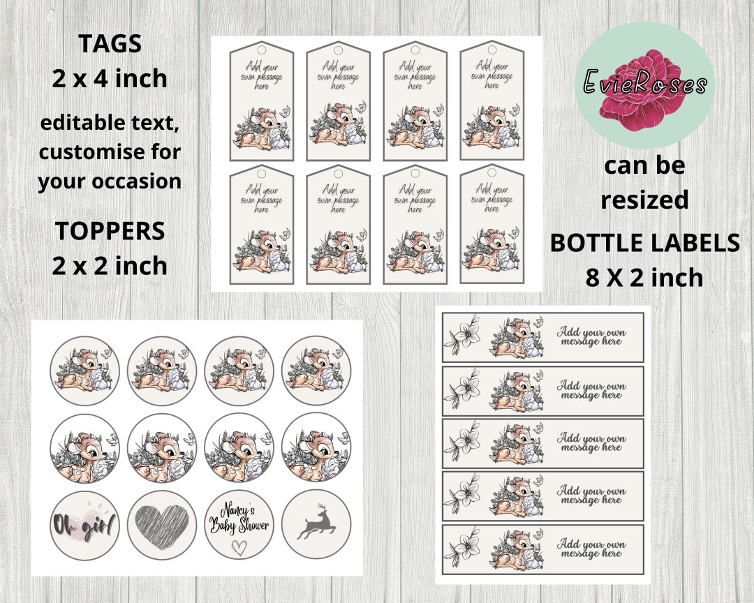 Little Deer Party Bundle, Bottle Labels, Woodland Cake Toppers, Gift ...