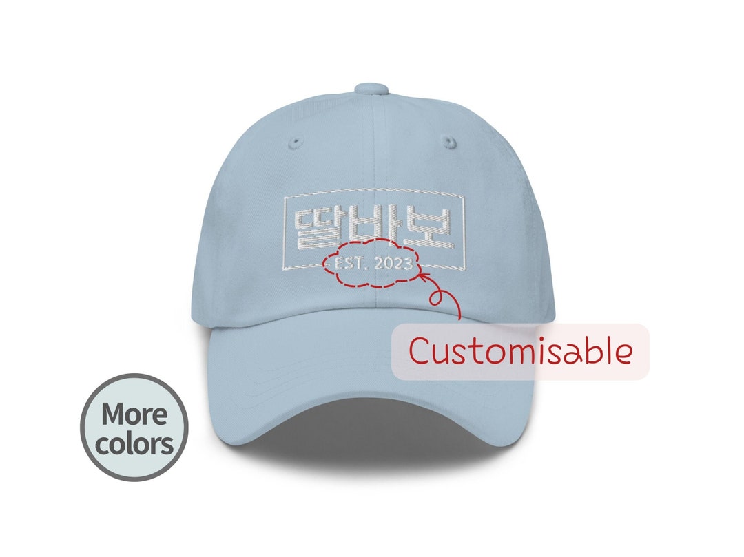 Ddalbabo Embroidered Hat, Korean Words Hat for Dad, Hangul Gift, Korean ...