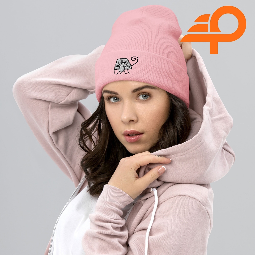 Squid Doodle Embroidered Beanie, Funny Cartoon Sponge Funny Meme, Warm ...