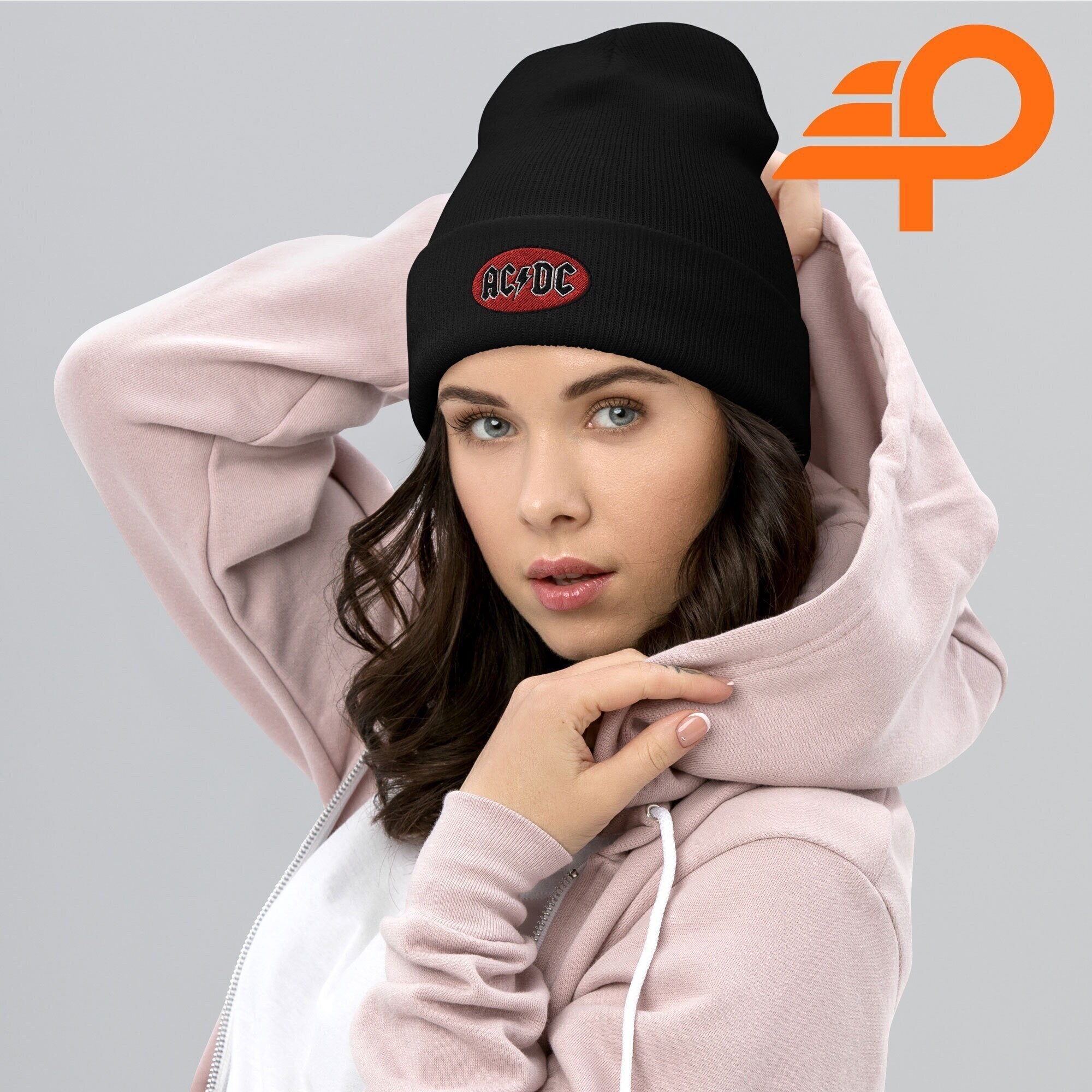 AC/DC Embroidered Beanie, Logo Music Embroidered Beanie Hat, Music ...