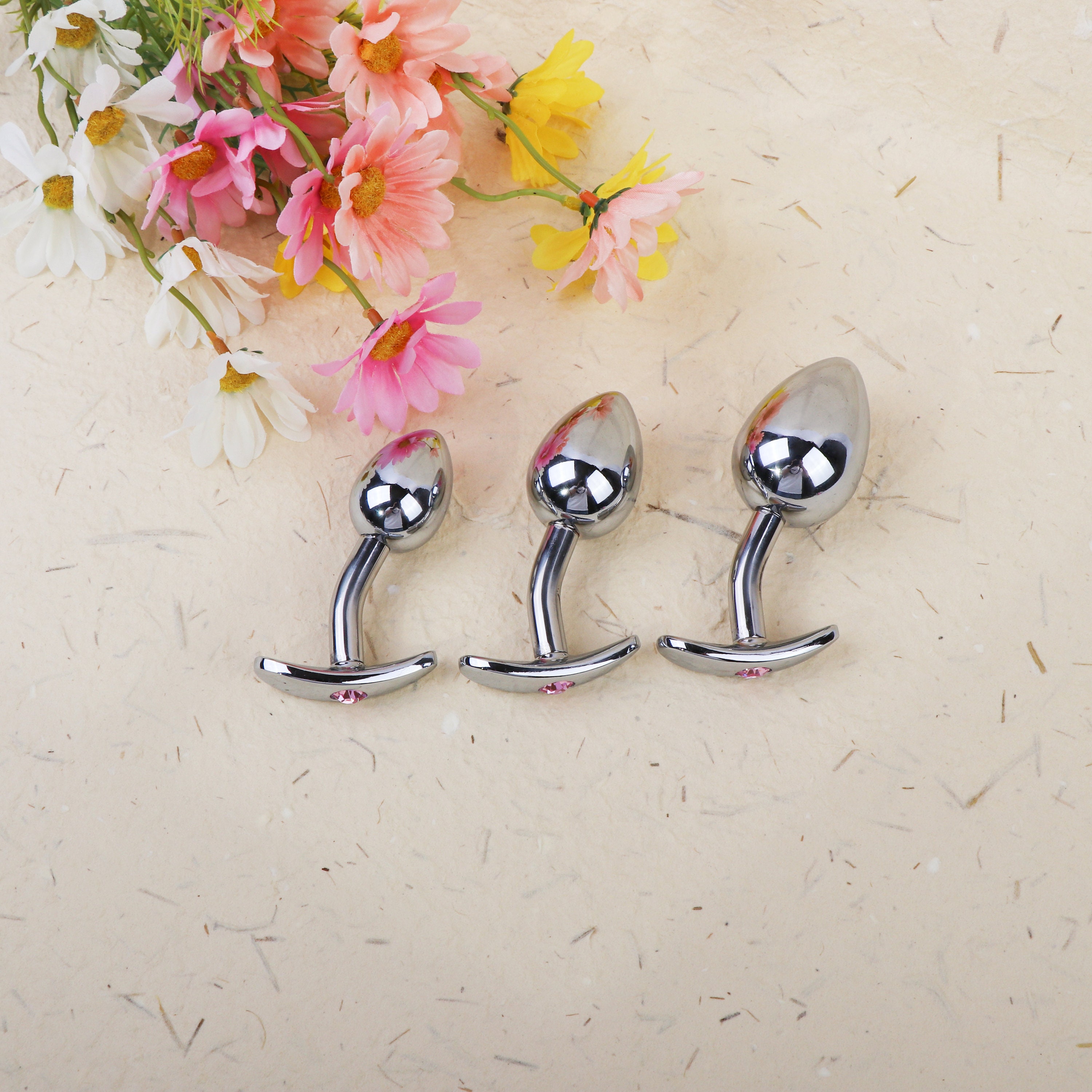 3 Sizes Metal Butt Plug With Jewelry, Training Butt Plugs, G-spot ...