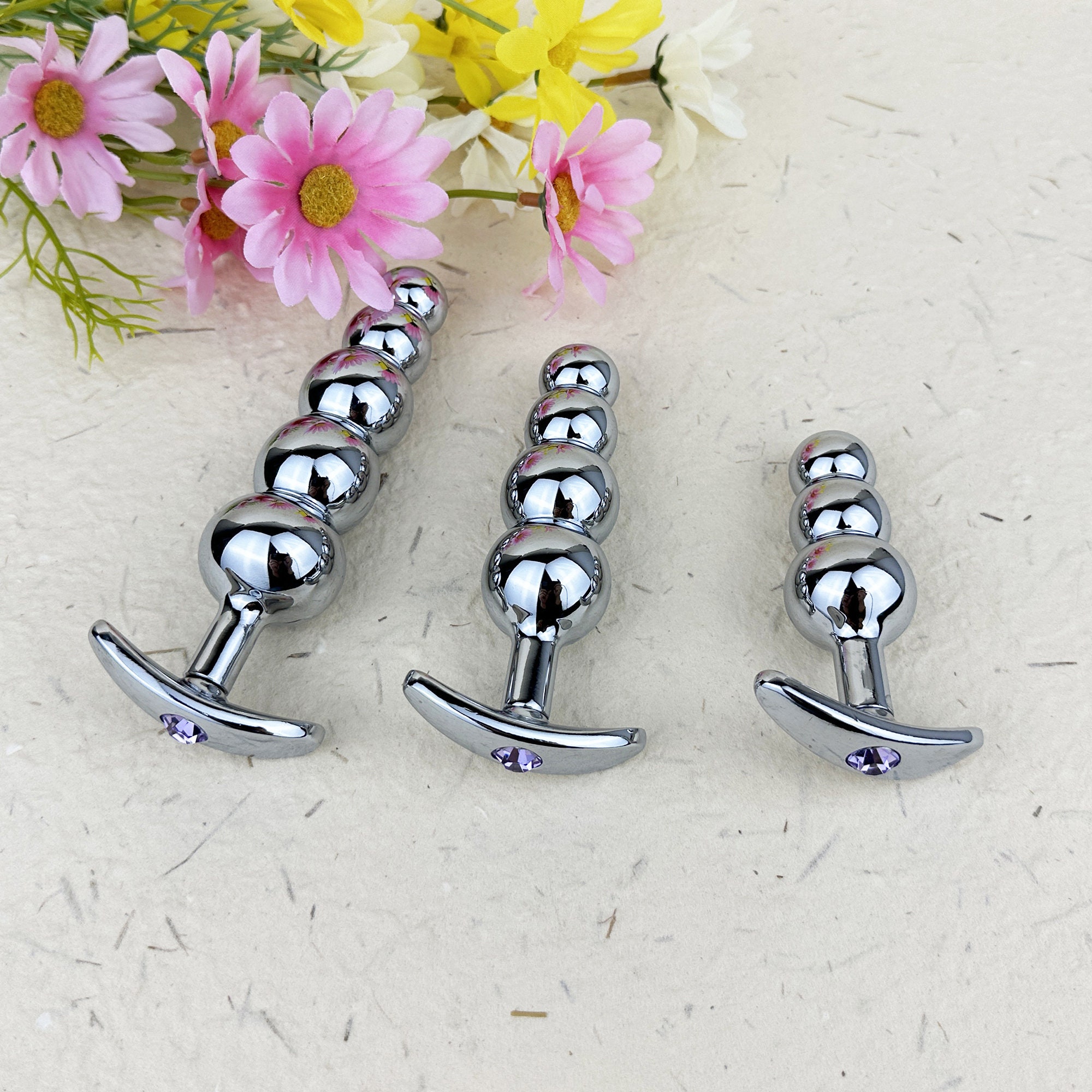 3 Sizes Metal Butt Plug With Jewelry, Anal Beads Training Butt Plugs, G ...