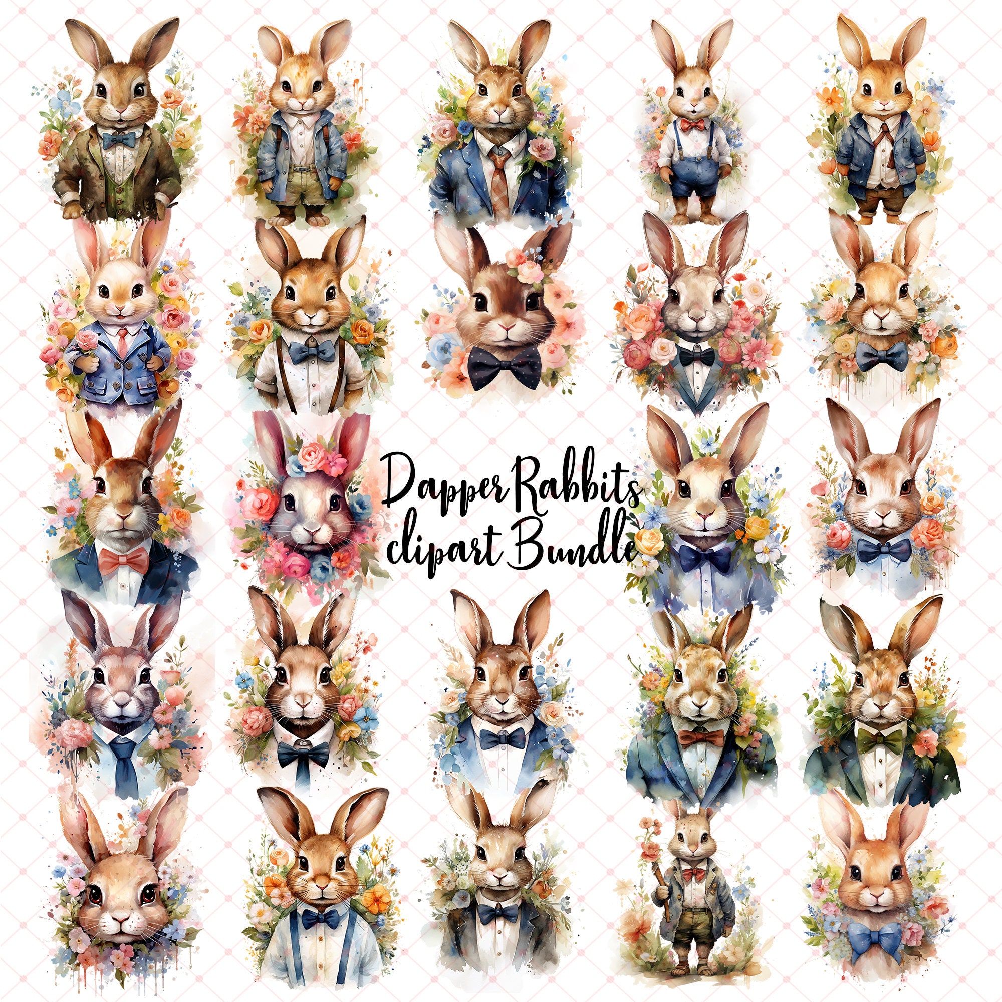 40 PNG Watercolor Dapper Rabbit Clipart Dapper Rabbit With - Etsy