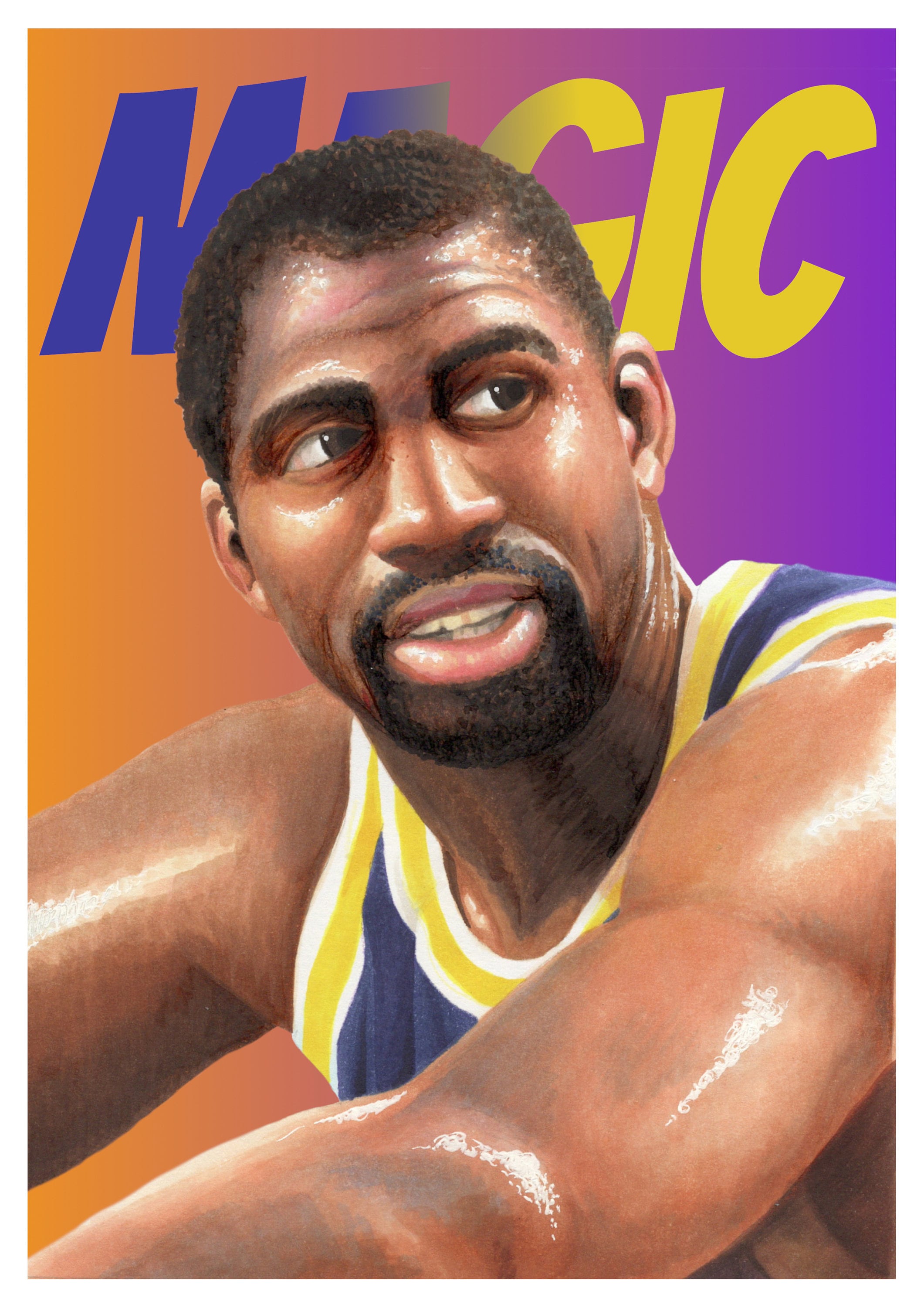 Magic Johnson Art Print | Basketball Poster | Digital Download ...