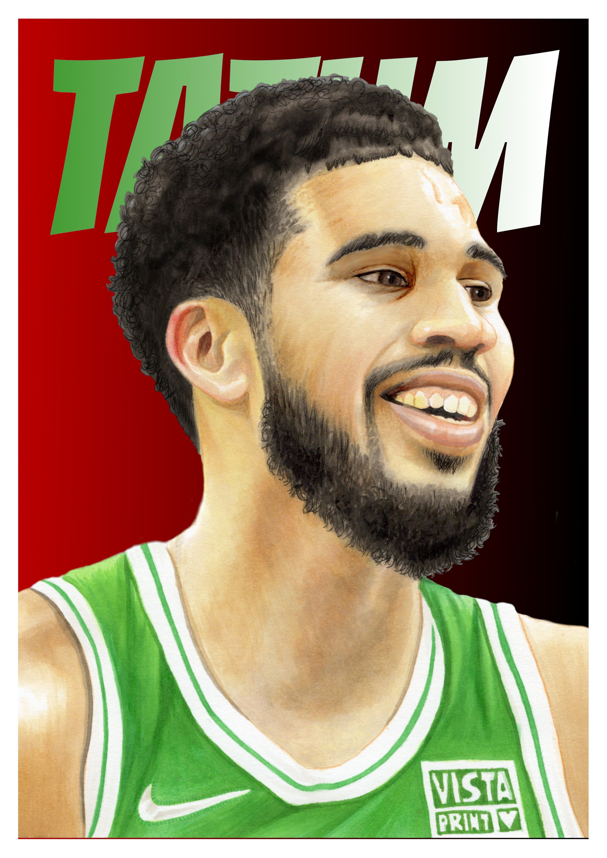 Jayson Tatum Sticker NBA Art Hand Drawn Boston Celtics - Etsy