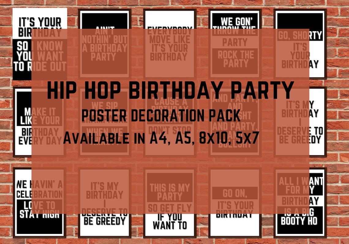 Hip Hop Birthday Party 80s 90s 00s Hip Hop Party Decorations, Printable ...