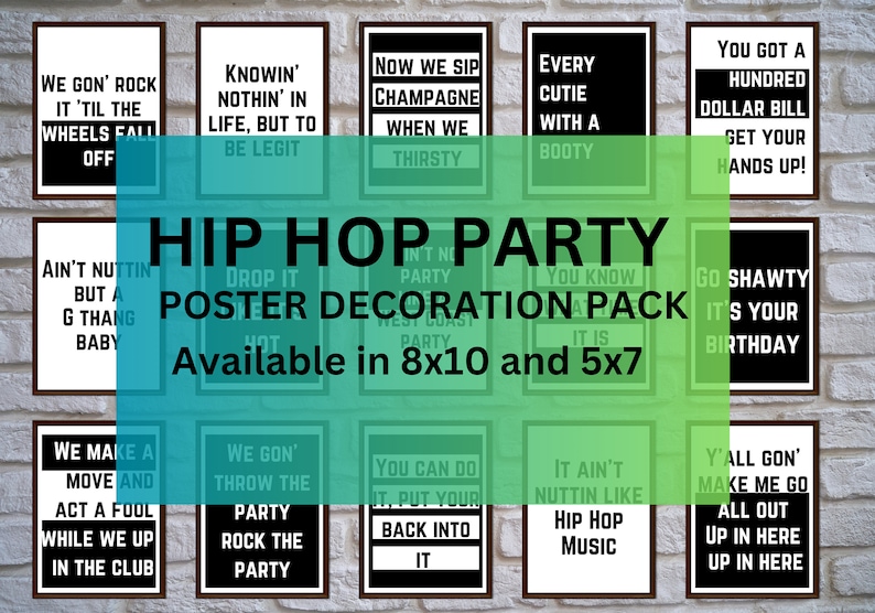 Hip Hop Digital Print, 80s 90s 00s Hip Hop Party Decorations, Printable ...