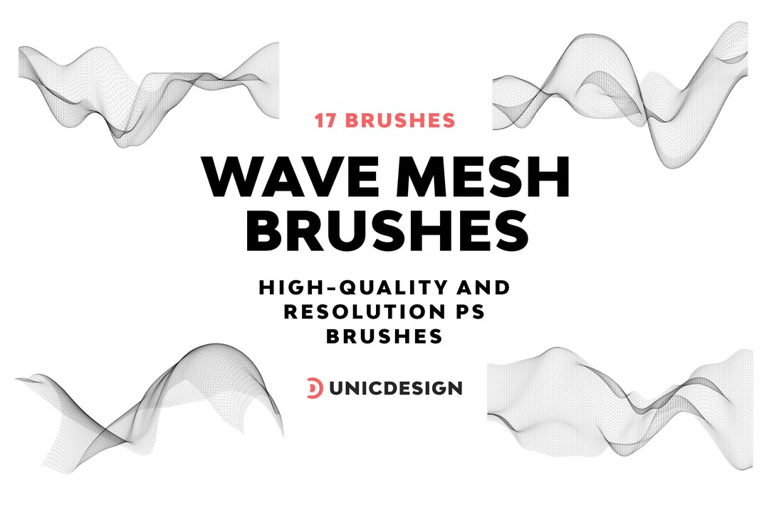 Wave Mesh Photoshop Brushes | Abstract Line & Grid Texture (digital Art ...