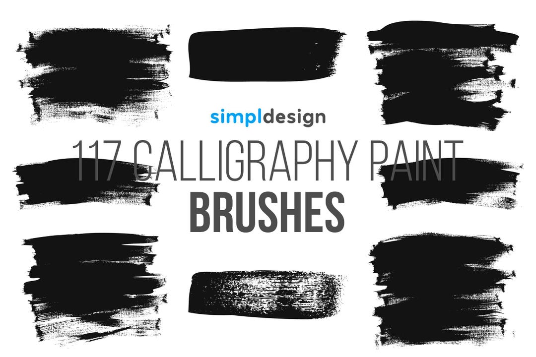 117 Calligraphy Paint Photoshop Brushes: Artistic Ink Strokes (digital ...