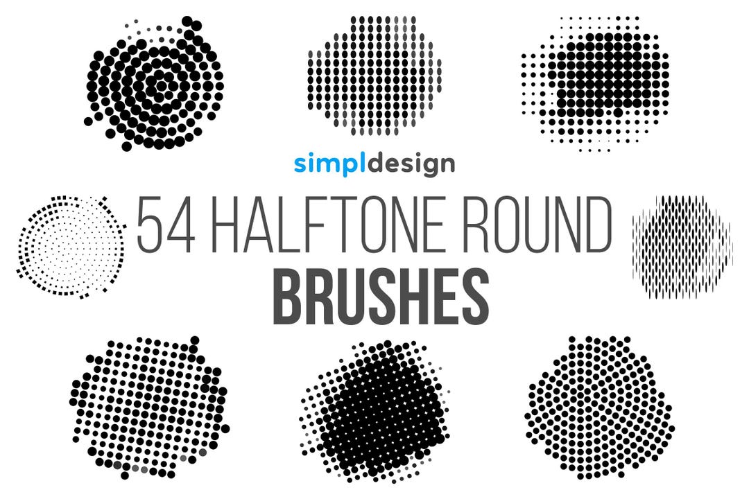 54 Halftone Round Photoshop Brushes | Retro Dot Texture & Comic Effect ...