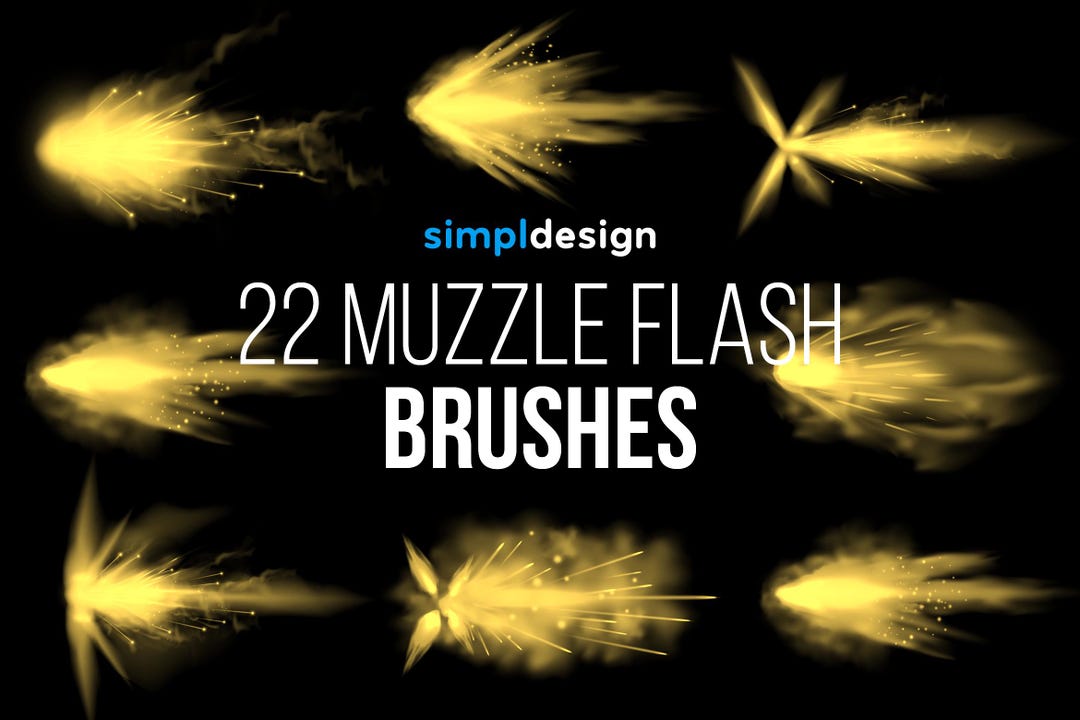 22 Muzzle Flash Photoshop Brushes | Realistic Gun Fire & Explosion ...