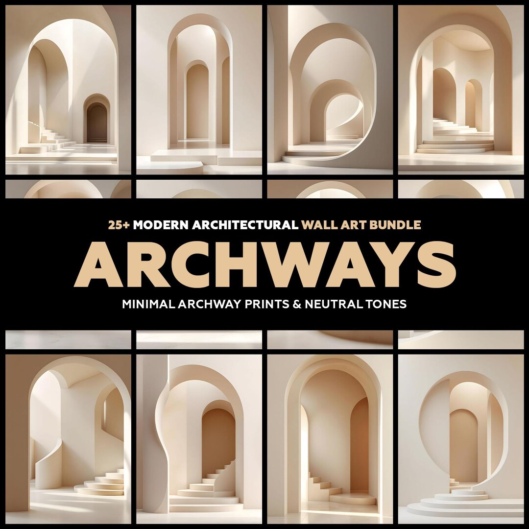 Archway Wall Art Print Set – Minimalist Architectural Shapes (digital ...