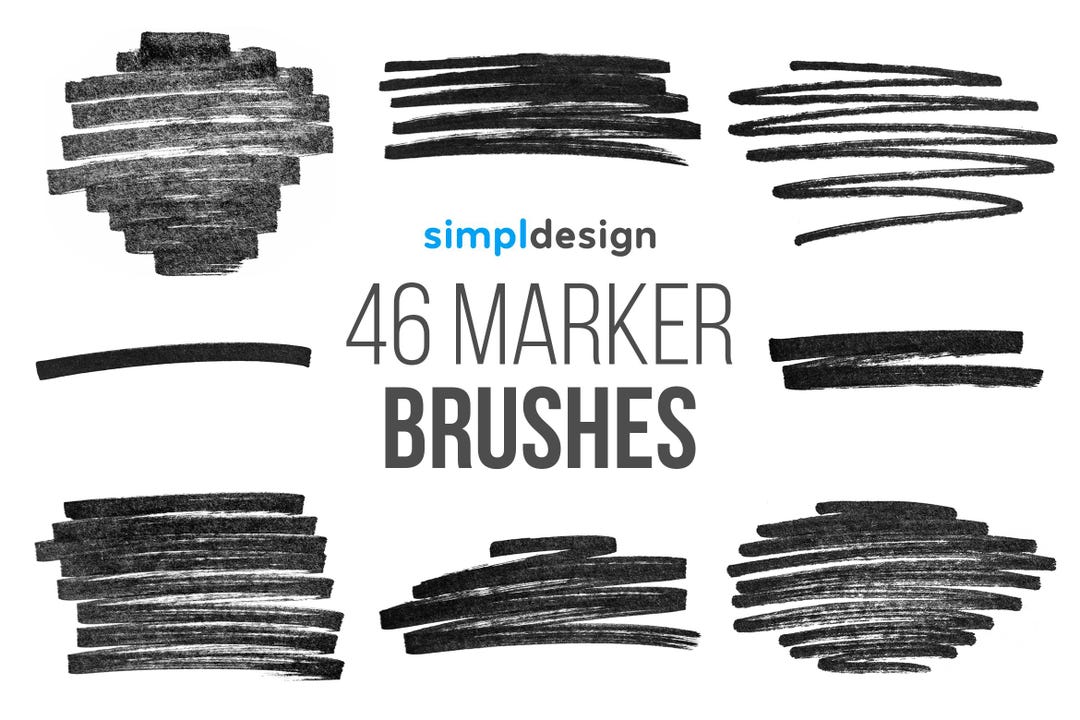 46 Marker Strokes Photoshop Brushes: Realistic Lines and Textures ...