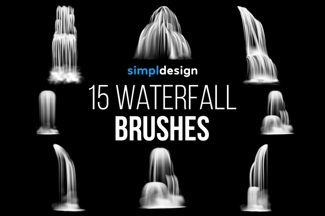 15 Waterfall Photoshop Brushes | River & Landscape Effects - Etsy