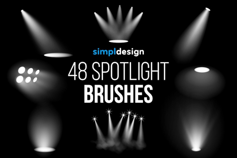Spotlight Photoshop Brushes | Light Beam & Glow Effects (48 Brush Set ...