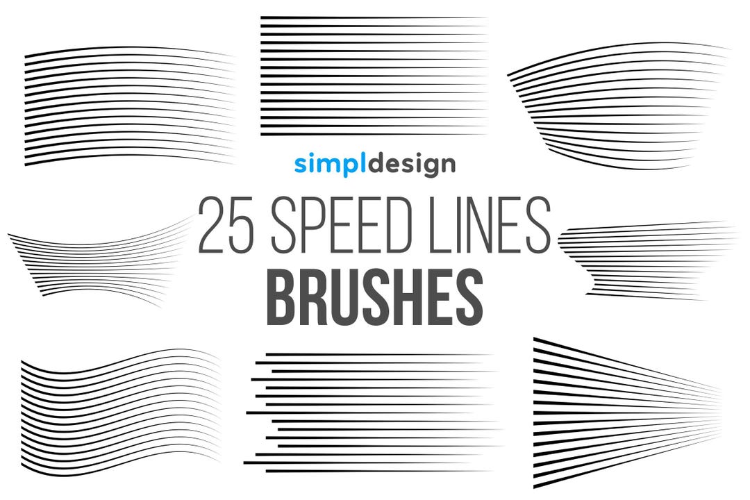 25 Speed Lines Photoshop Brushes: Dynamic Motion Effects (digital Art ...