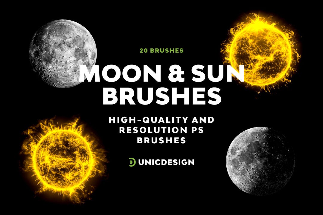 20 Moon & Sun Photoshop Brushes - Etsy