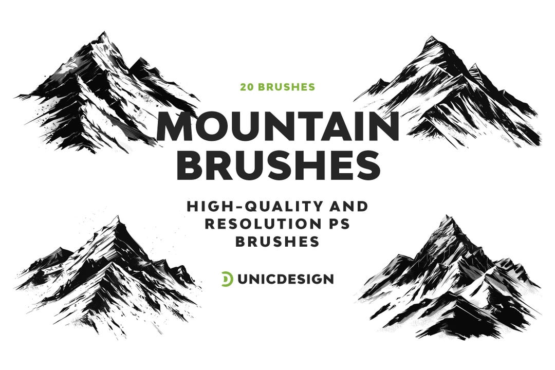 20 Mountain Photoshop Brushes | Landscape Brush Strokes (digital Art ...