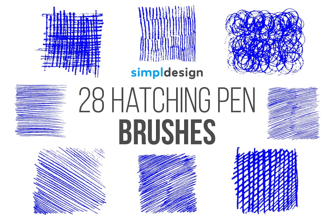 Hatching Pen Photoshop Brushes: Realistic Ink Line Brush Set - Etsy