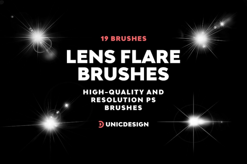 20 Lens Flare Photoshop Brushes | Realistic Flare Effects | Light Burst ...