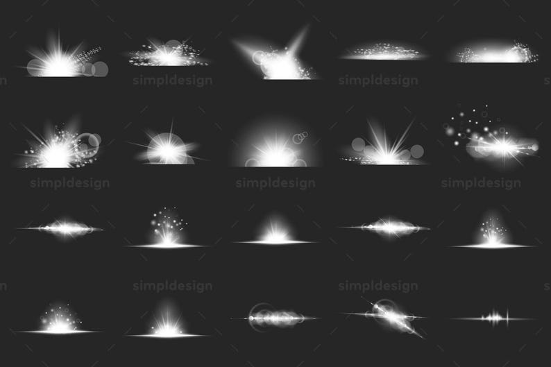 30 Lens Flare Photoshop Brushes | Realistic Light Burst & Glow FX Brush ...