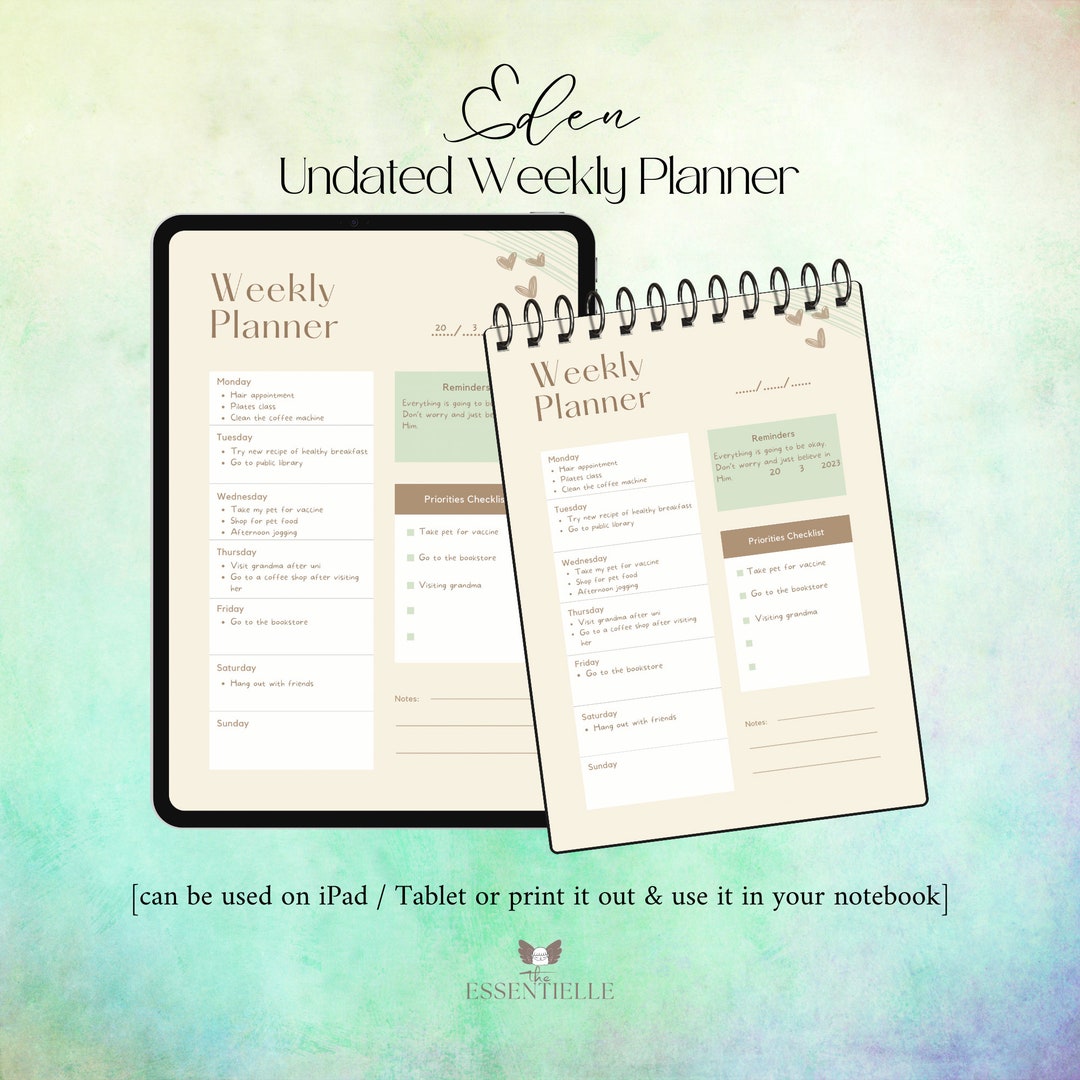 Weekly Planner Printable Reminder Page Checklist Planner Template ...