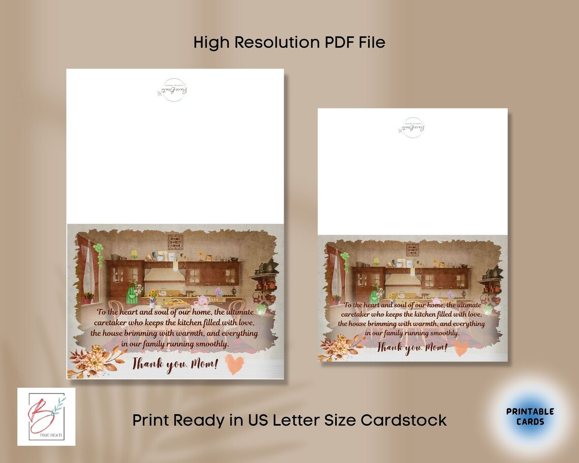 Thank You Mom Card, Mother's Day Card Printable, Printable Cards Mother ...