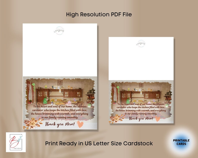 Thank You Mom Card, Mother's Day Card Printable, Printable Cards Mother ...