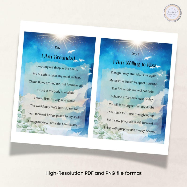 7-day Affirmation Cards: Mind, Body, Willpower Renewal (digital PDF) - Etsy