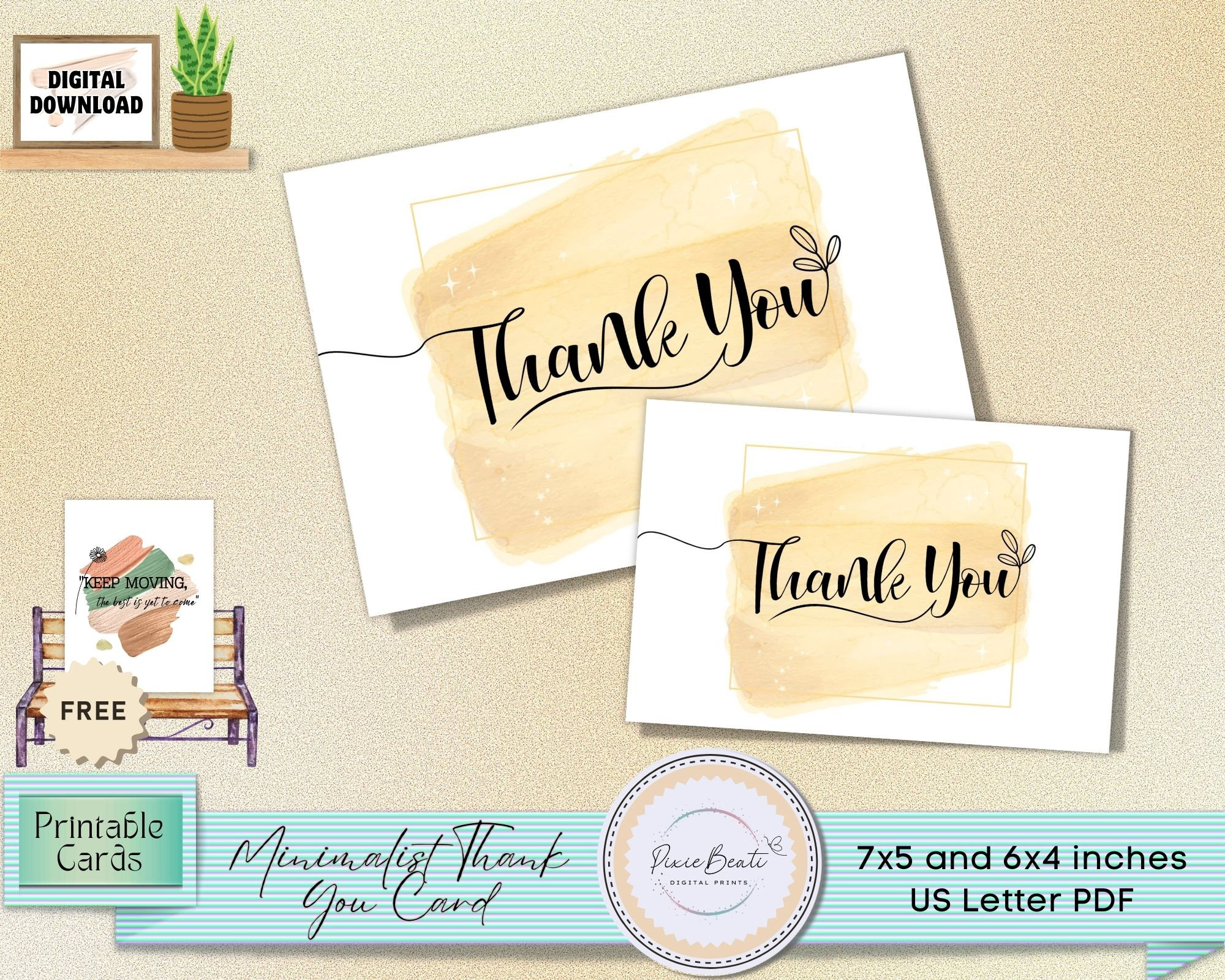 Minimalist Thank You Card, Thank You Card Printable, Printable Cards ...