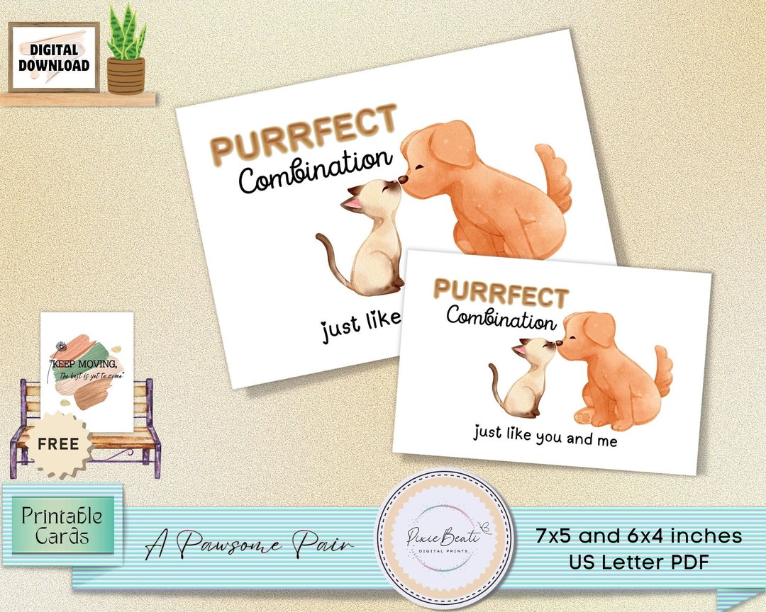 Purrfect Combination Card | Printable Anniversary Card for Couples ...
