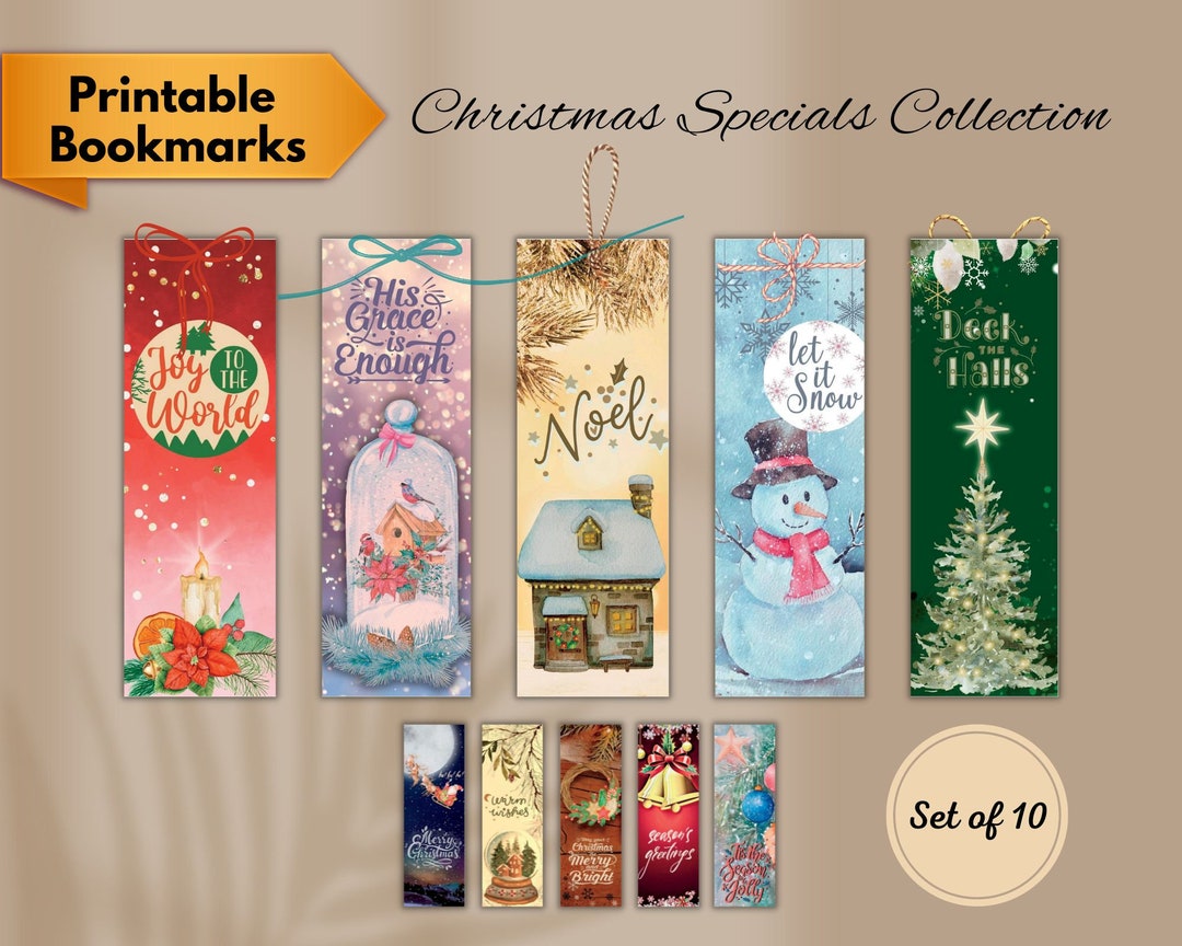 Christmas Bookmarks / Printable Bookmarks Christmas Set of 10 ...