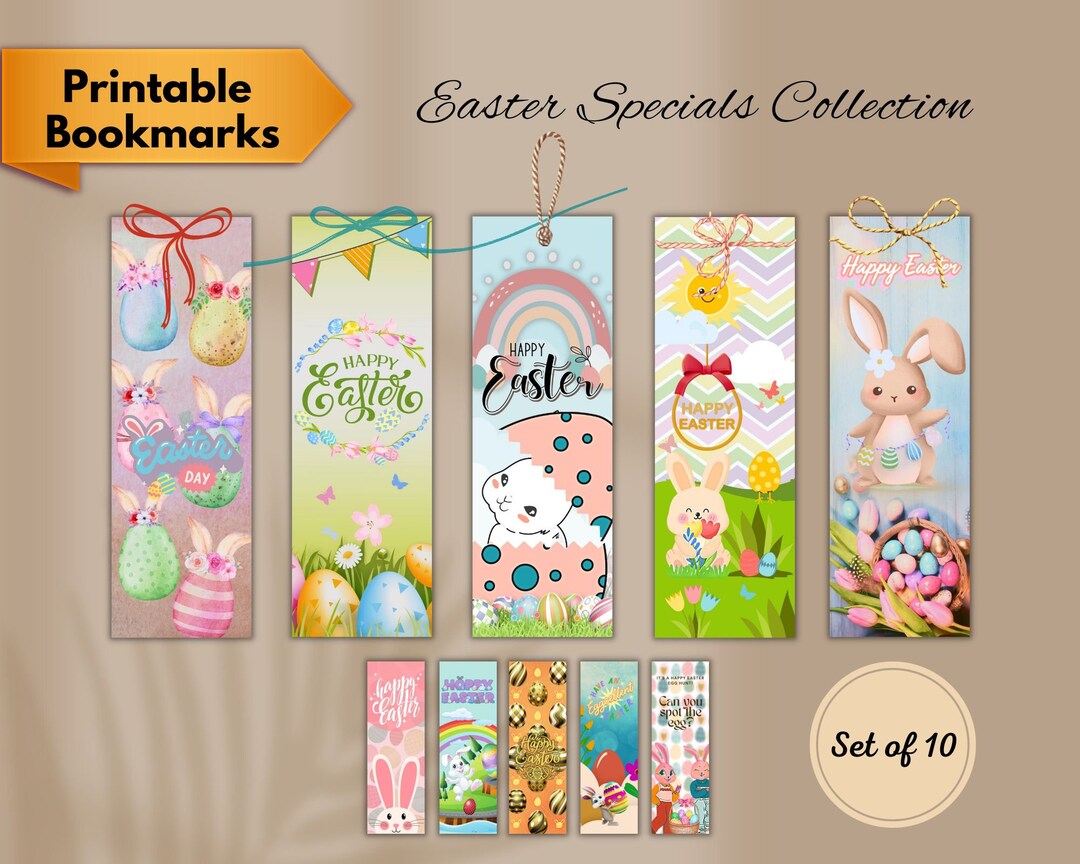 Easter Bookmarks | Printable Bookmarks Easter Set of 10 | Easter ...