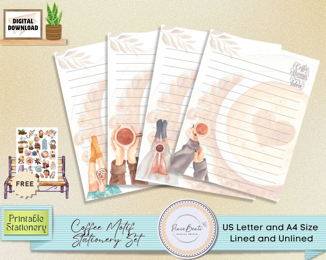 Coffee Motif Stationery Sets | Printable Stationery Paper Coffee ...